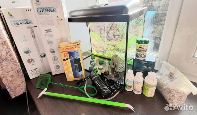 Аквариум для рыбок 23л и аксессуары для аквариумис
